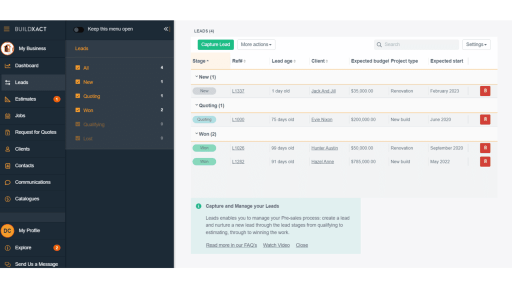 Features of our software I Buildxact AU