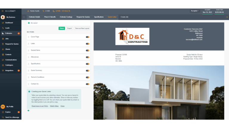 Features of our software I Buildxact AU