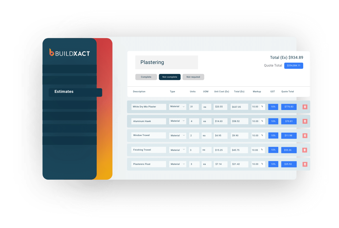 Plastering Estimating & Management Software | Buildxact AU