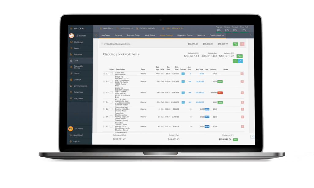 Construction Cost Tracking Software | Buildxact CA