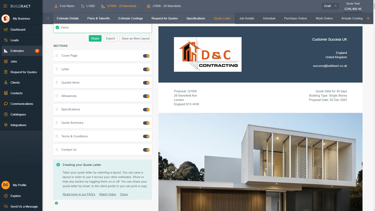 Features | Buildxact UK