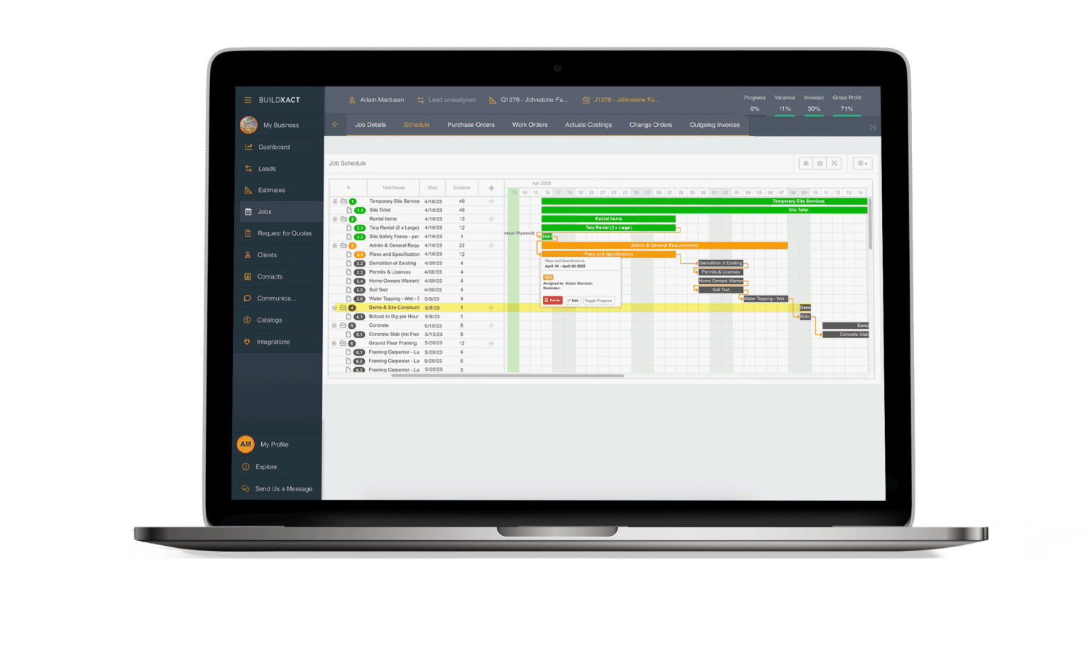 Construction Scheduling Software | Buildxact US